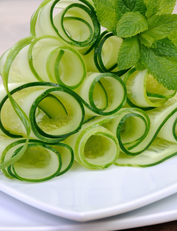 Ribbon Cucumber Salad with Mint Stock Photo - Image of chopped, dinner ...