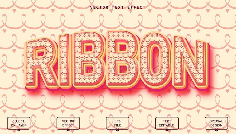 Ribbon 3d Text Effect with Texture Vector Editable Stock Illustration - Illustration of ribbon ...