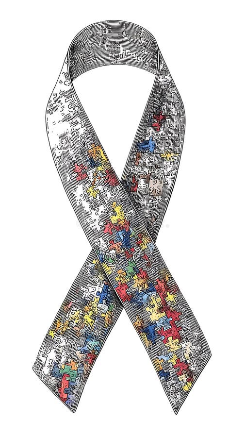 A Ribbon Design Featuring Interlocking Puzzle Pieces, Depicted in ...