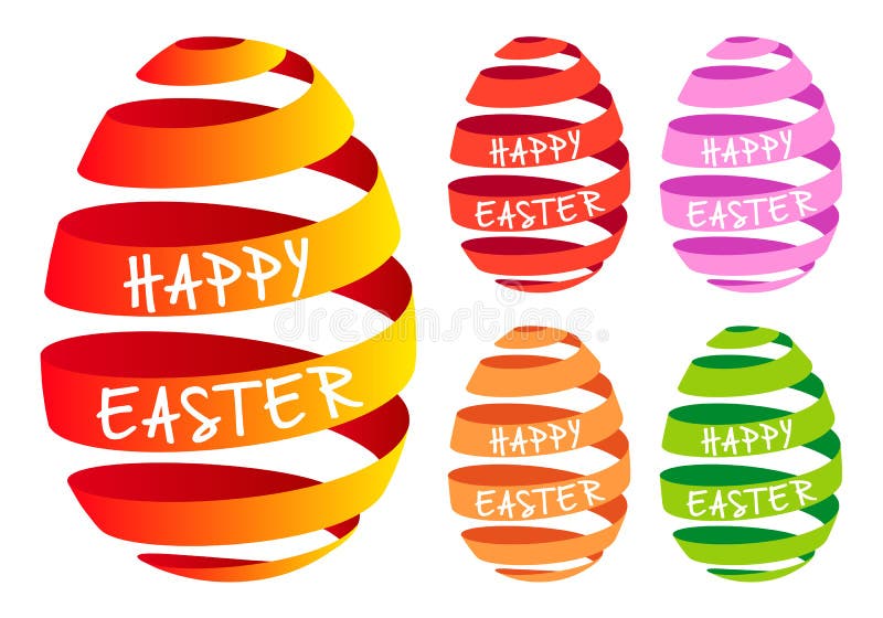 Ribbon Easter Eggs, Vector Set Stock Vector - Illustration of gradient ...