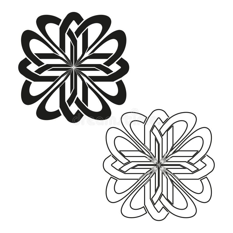 Ribbon Flower Icon. Petal Loop Figure. Black White Shape. Decorative ...