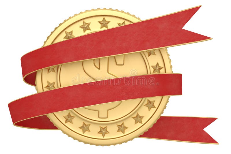 Ribbon with Gold Coins 3D Rendering Isolated on White Background. 3d ...