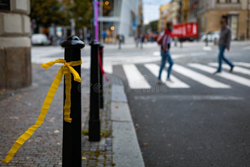 Ribbon Hanging on a Street Pole Stock Image - Image of accessories ...