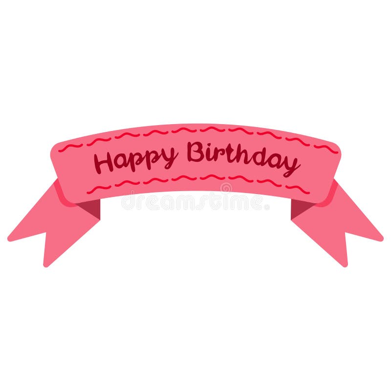 Pink Ribbon with the Inscription Happy Birthday Stock Illustration ...