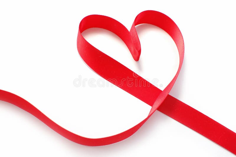 Red Ribbon Heart Love Symbol. Happy Valentine S Day. White Background ...
