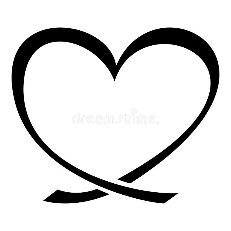 Ribbon Heart Icon Outline Set White Color Vector Illustration Flat ...