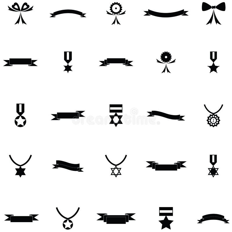 Ribbon icon set stock vector. Illustration of icon, symbol - 129513475