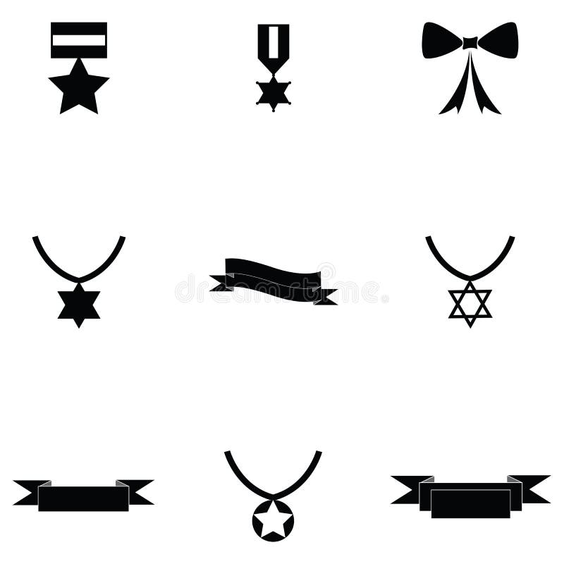 Ribbon icon set stock illustration. Illustration of sticker - 129513796