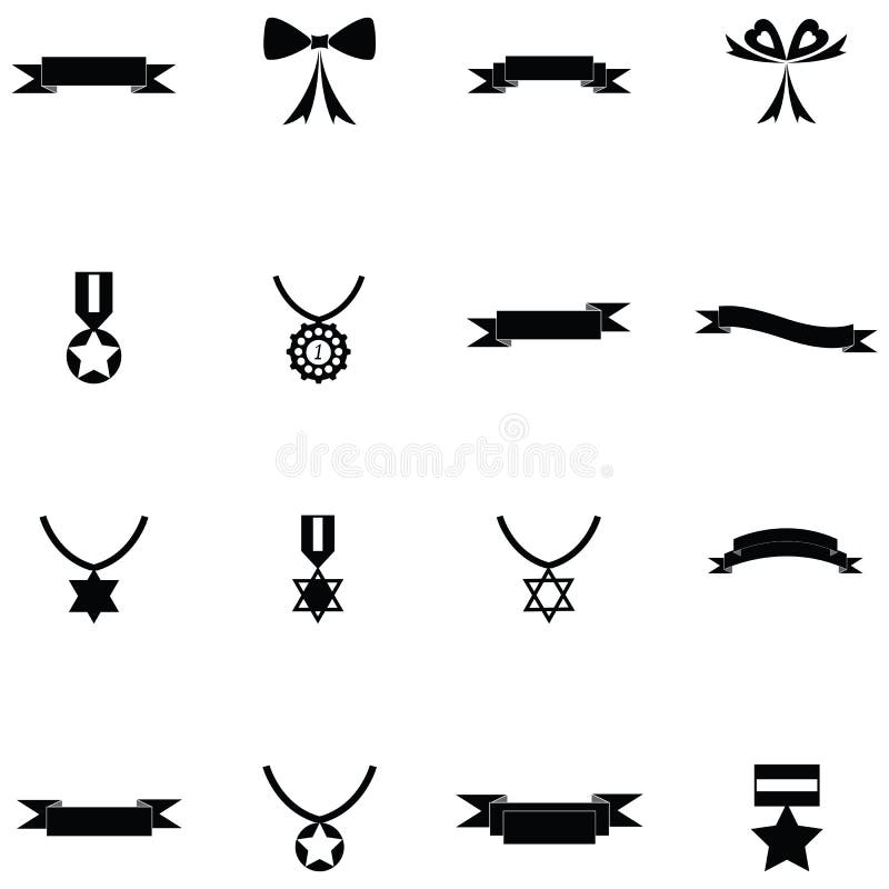Ribbon icon set stock illustration. Illustration of message - 129513971