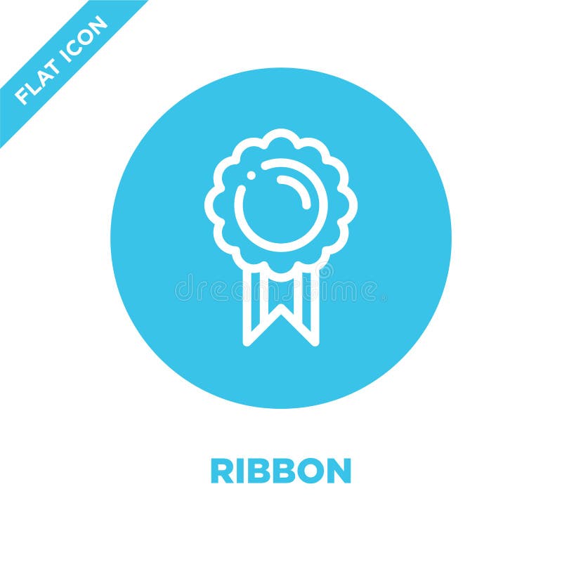 Ribbon Icon Vector. Thin Line Ribbon Outline Icon Vector Illustration ...