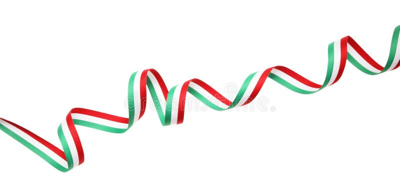 Ribbon with Italy Flag Pattern Isolated on White, Top View Stock ...
