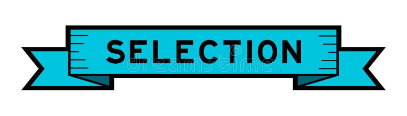 Ribbon Label Banner with Word Selection in Blue on White Background ...