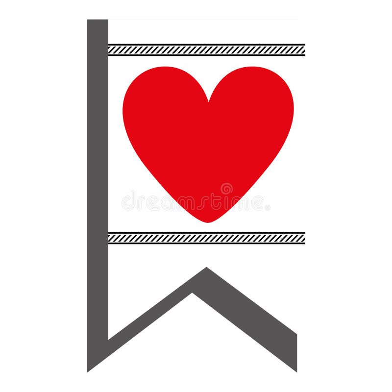 Ribbon Label with Heart Icon Stock Vector - Illustration of greeting ...