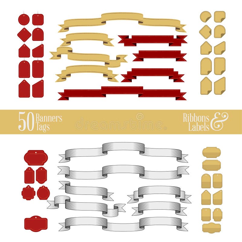 Ribbon and Label Vintage Collection Stock Illustration - Illustration ...