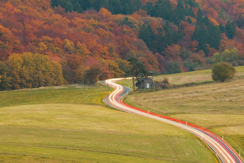 Ribbon of Light on Country Road Stock Image - Image of movement, lanes ...