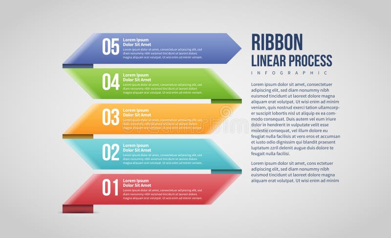 Ribbon Linear Process Infographic Stock Vector - Illustration of ...