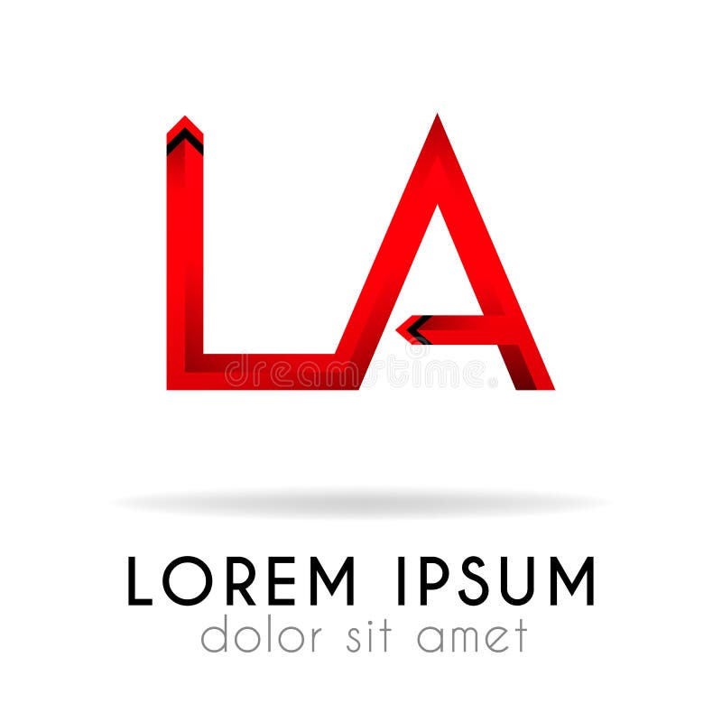 Ribbon Logo in Dark Red Gradation with LA Letter Stock Vector ...