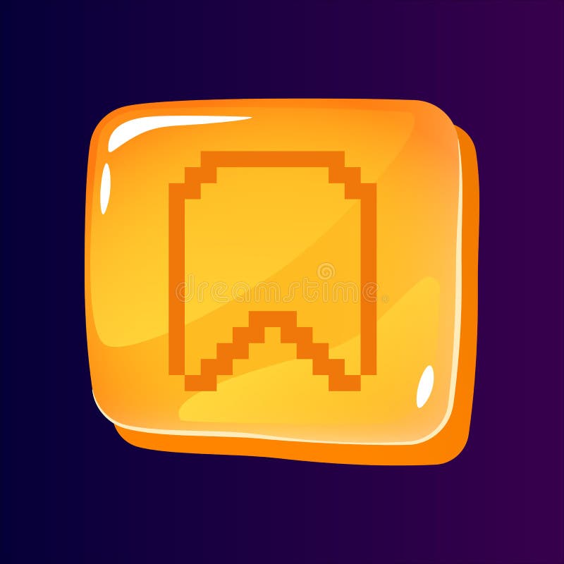 Ribbon Mark Glossy Ui Button with Pixelated Icon Stock Vector - Illustration of pixel, game ...