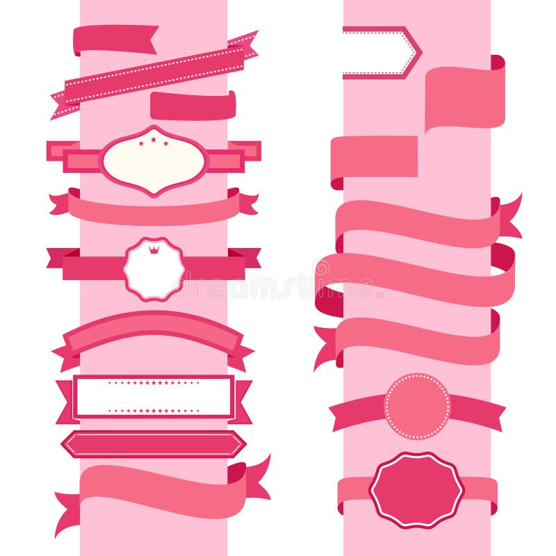 Ribbon Pink Decorative Template Stock Illustration - Illustration of ...