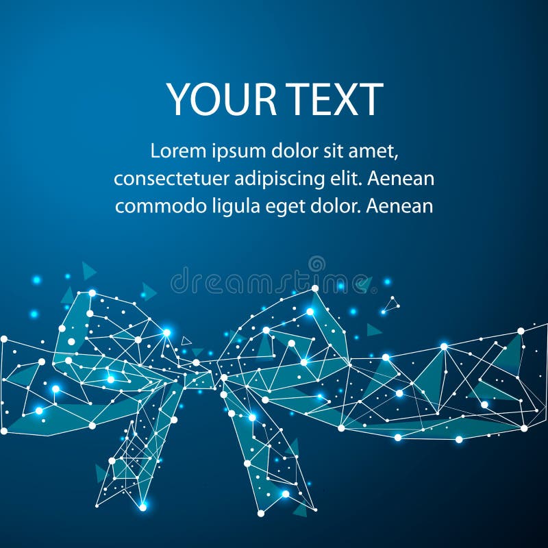 Ribbon with Polygon Line on Abstract Background. Polygonal Space Low ...