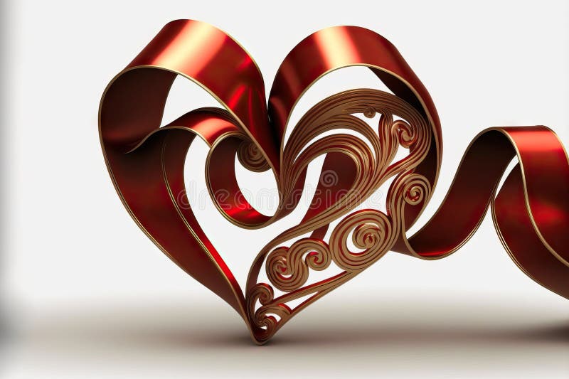 Ribbon with a Red Curled Heart Design Stock Illustration - Illustration ...