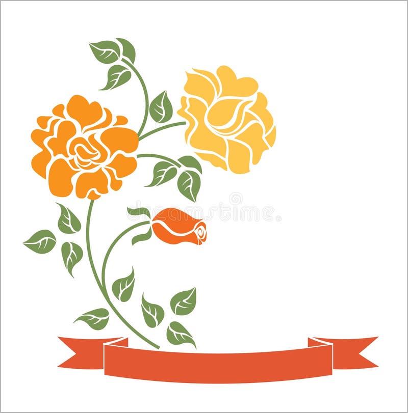 Ribbon with roses stock vector. Illustration of banner - 10903802