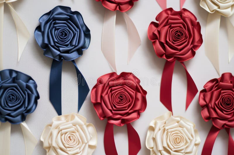 Ribbon Rosettes Against a Plain, Neutral Backdrop Stock Image - Image ...