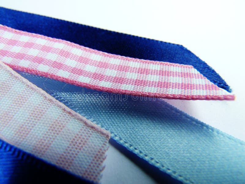 Ribbon Samples Close Up Pink and Blue Stock Photo - Image of cloth ...