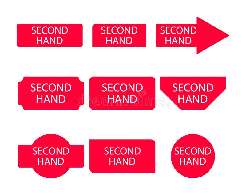 Second Hand Concept. Hanger Icon with Red Table. Sale of Clothes Flat ...