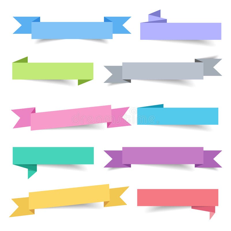 Ribbon Set with Colorful Vector Design Element, Illustrator Stock ...