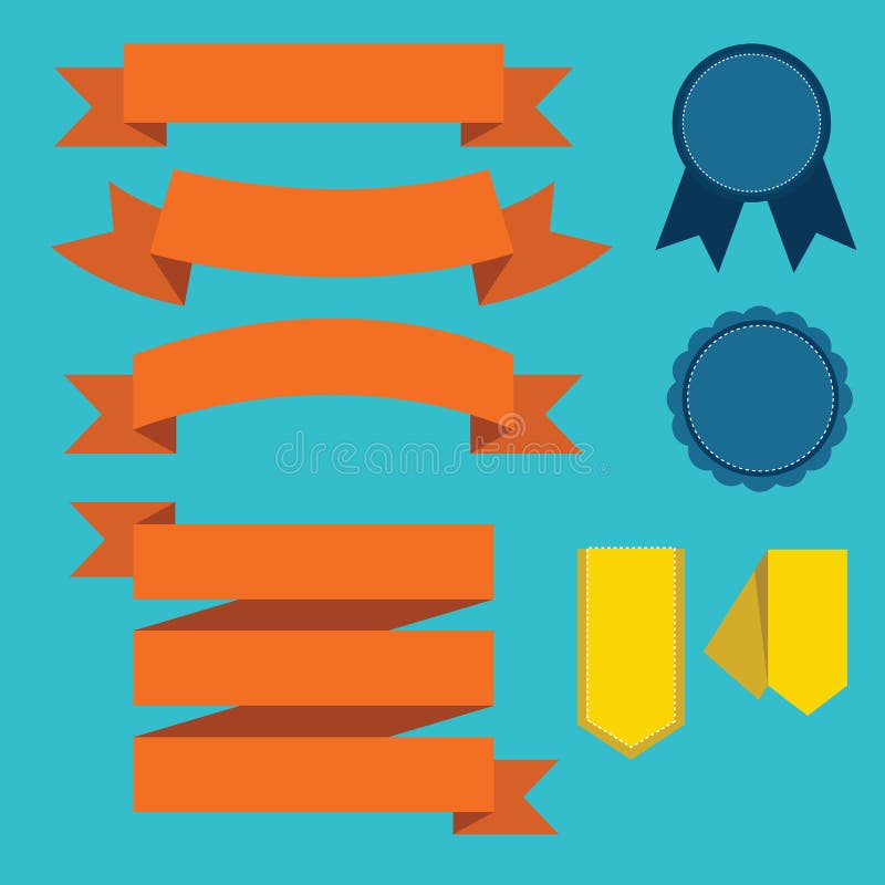 Ribbon Set, Flat Design, Vector Stock Vector - Illustration of element ...