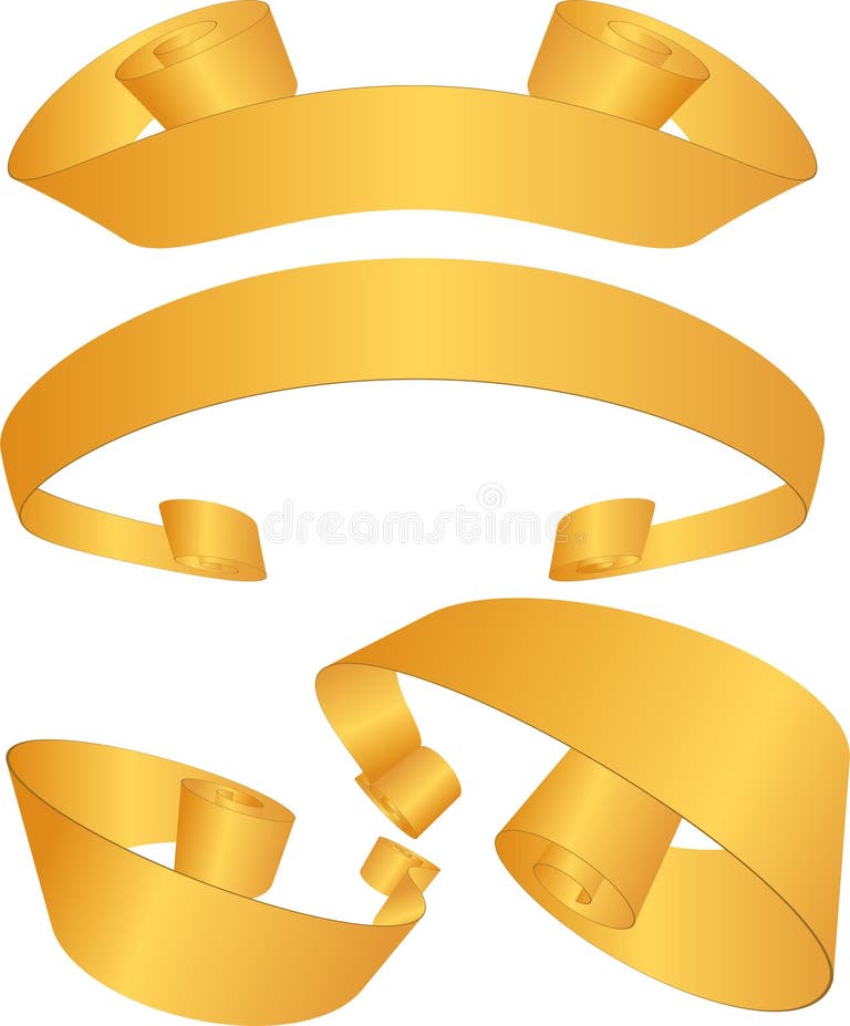 Gold Curved Ribbon Stock Illustrations – 2,616 Gold Curved Ribbon Stock ...