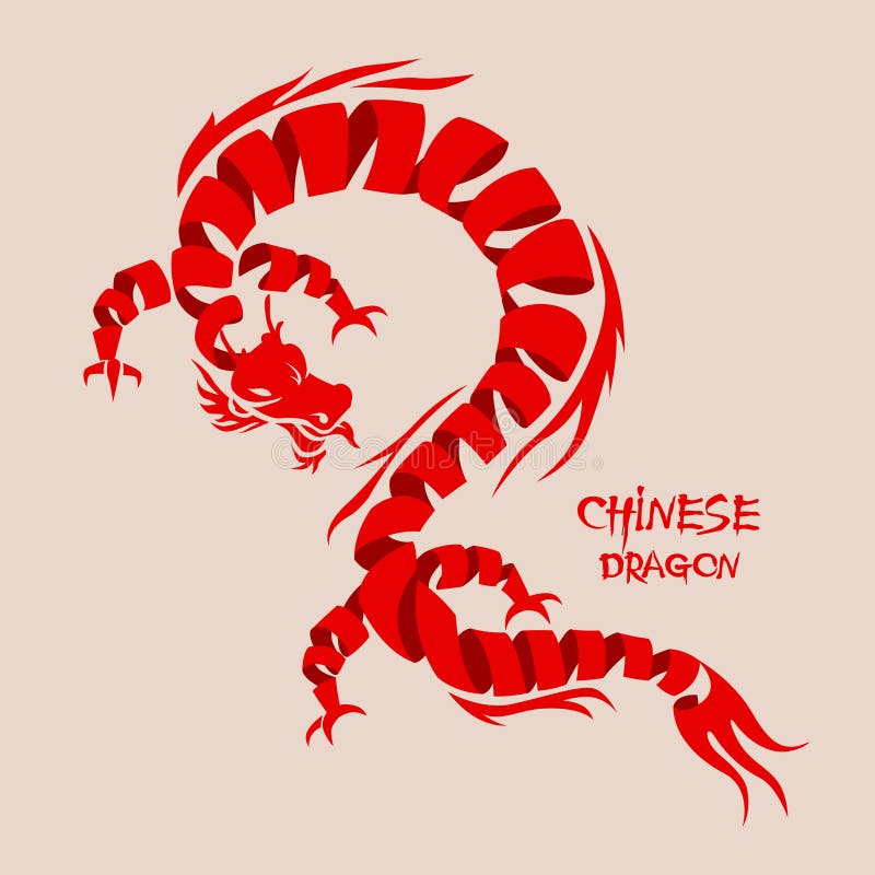 Ribbon in the Shape of a Chinese Dragon Stock Vector - Illustration of ...