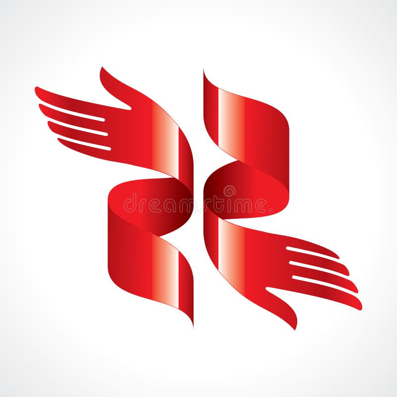 Ribbon in shape of hand stock vector. Illustration of cover - 28523951