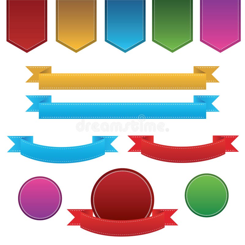 Ribbon and Sticker Set Illustration Stock Vector - Illustration of ...