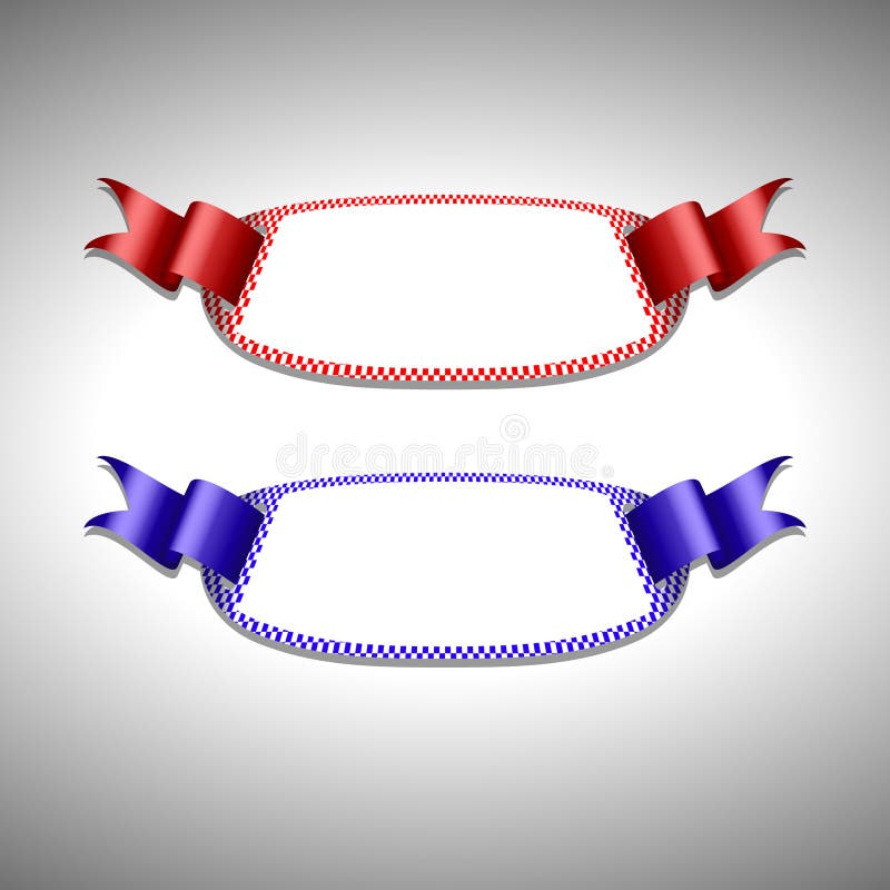 Ribbon Stickers in Red and Blue Stock Vector - Illustration of effect ...