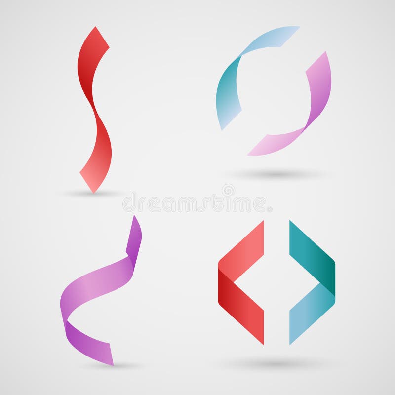 Ribbon Swirls with Realistic Vector Shadows Stock Vector - Illustration ...