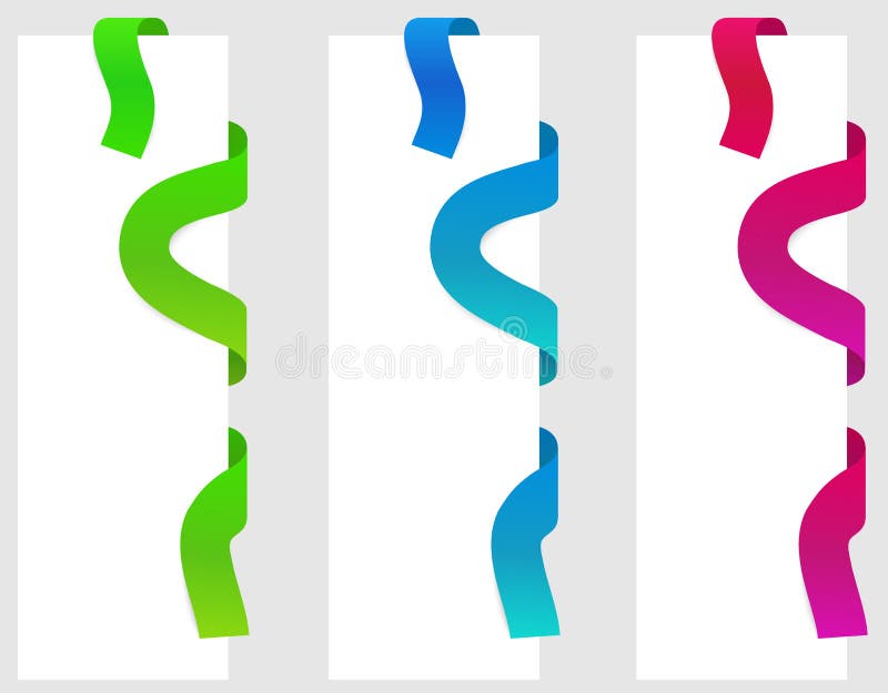 Ribbon in Top Corner and Right Site of Paper Stock Vector ...