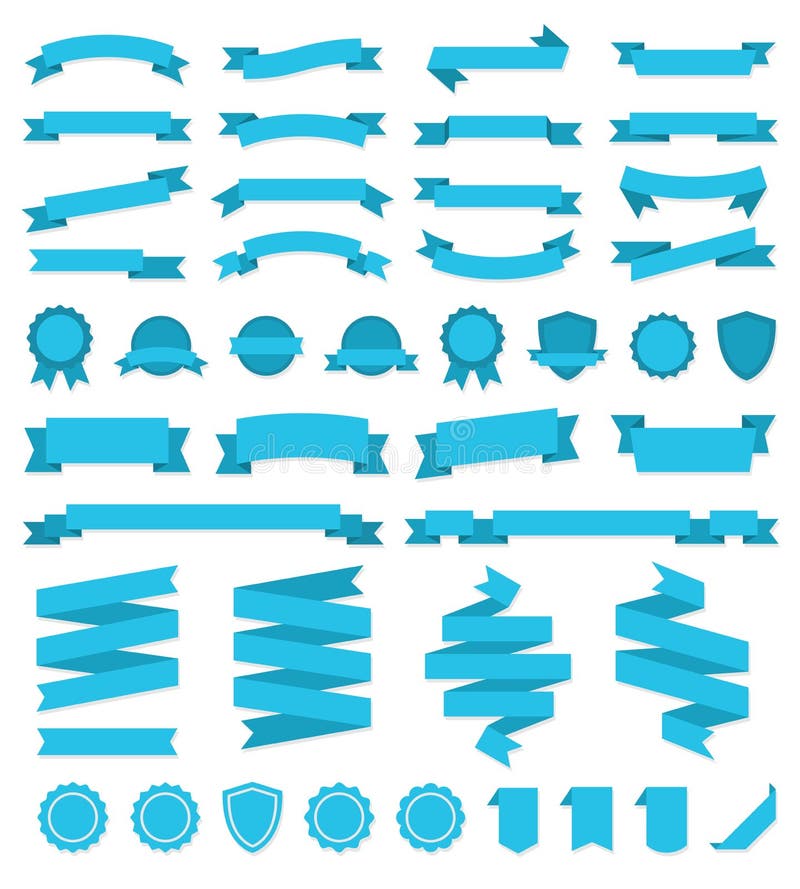 Ribbons and Awards - Flat Vintage Blue Set Stock Illustration ...