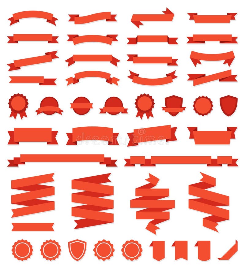 Ribbons and Awards - Flat Vintage Red Set Stock Illustration ...