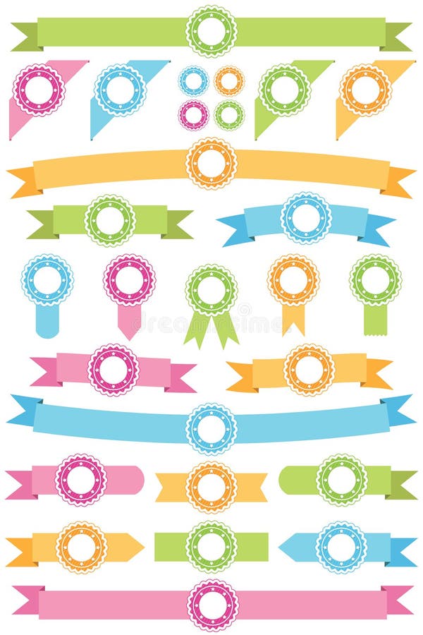 Ribbons and badges stock vector. Illustration of emblem - 26998868