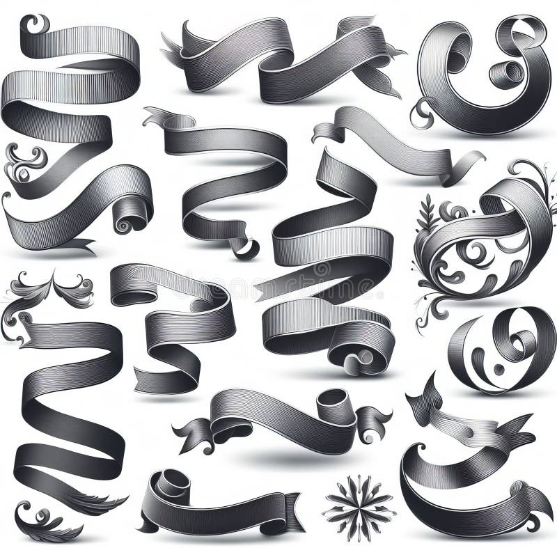 Ribbons and Banners Curved or Straight Strips for a Stock Illustration ...