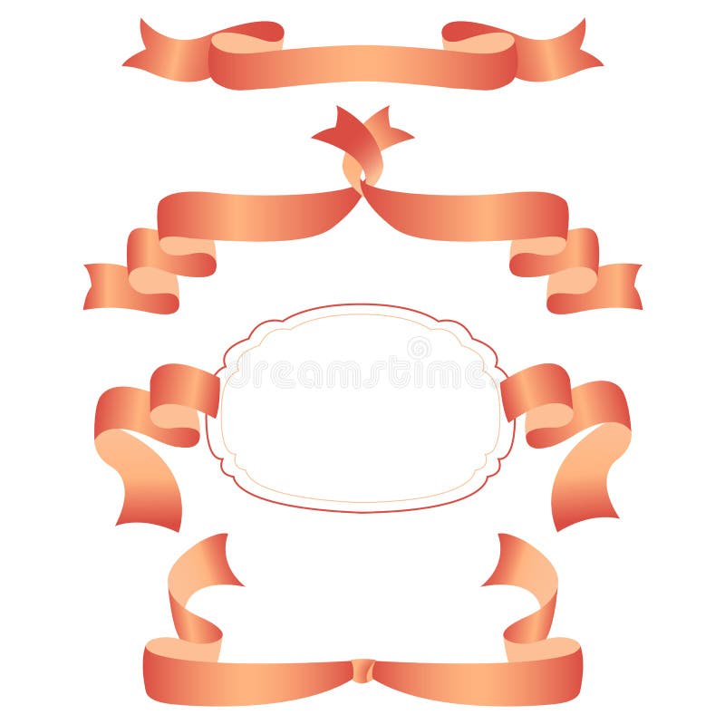 Set of peach Ribbons stock vector. Illustration of celebrations - 59227185