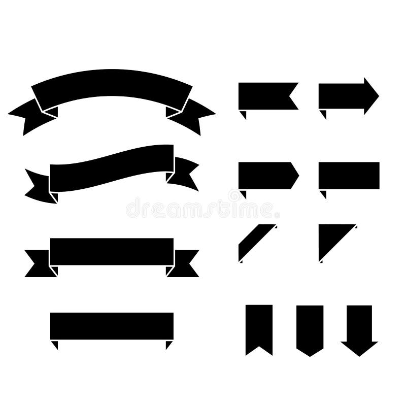 Ribbons Black Silhouettes Set Stock Vector - Illustration of special ...