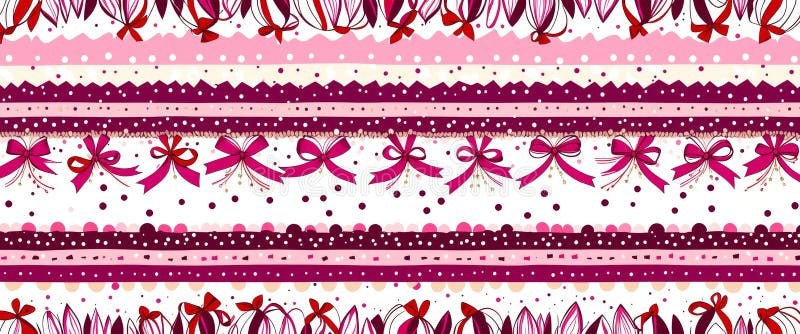 Ribbons and Bows Girly Seamless Pattern Stock Image - Image of charm ...