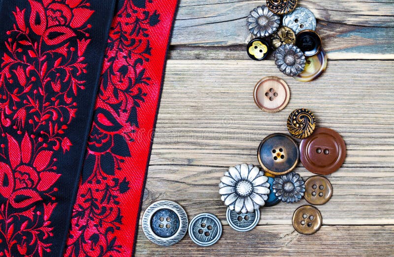 Ribbons and buttons stock image. Image of collection - 94163589