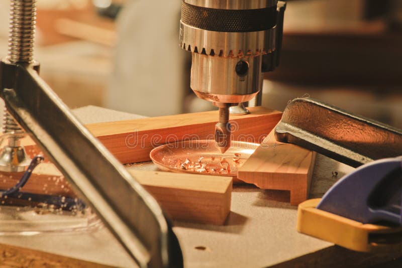 Ribbons of Copper on a Drill Press Stock Image - Image of chuck, drill ...