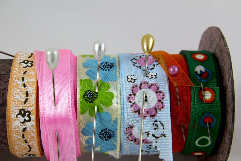 Ribbons and Needles, for Sewing Stock Photo - Image of labor, hobby ...