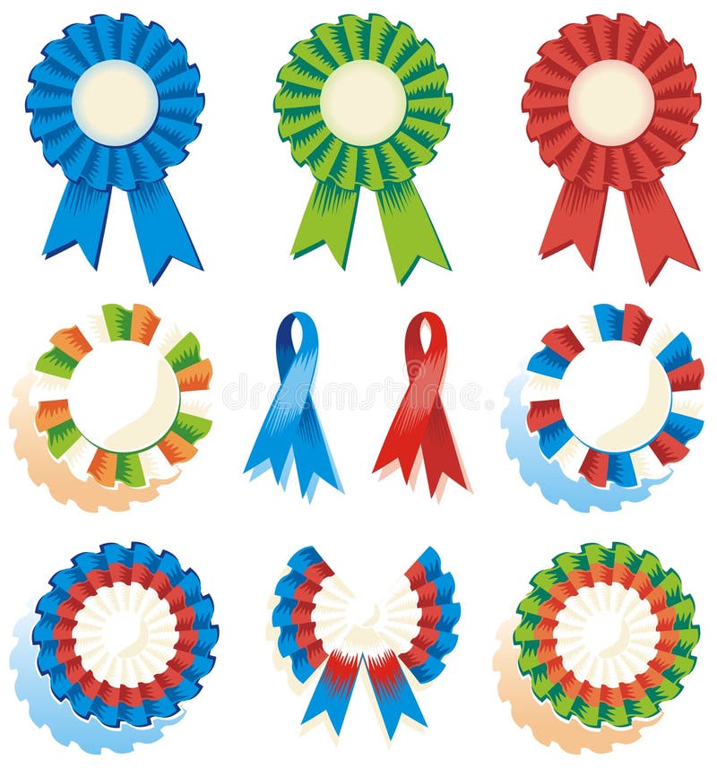 Ribbons, rosettes, awards stock vector. Illustration of rosette - 4609649