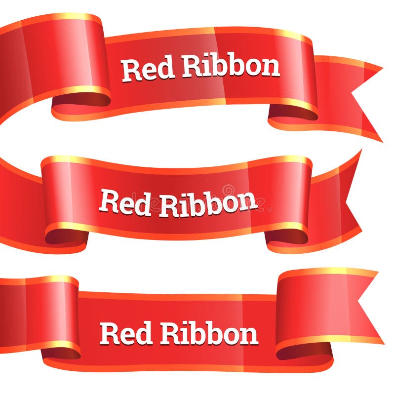 Ribbons Set. Realistic Red Glossy Paper Ribbon Stock Vector ...